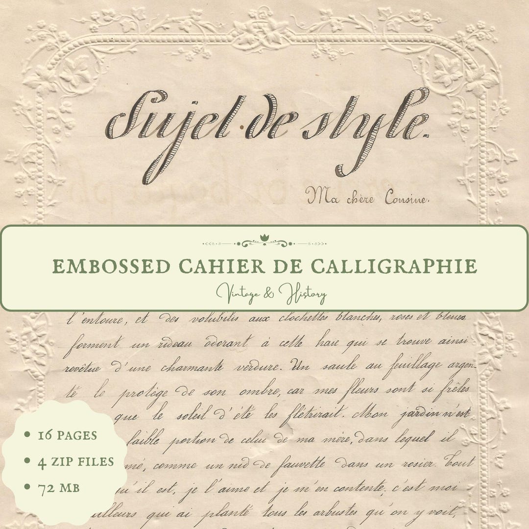 1887 French Calligraphy Notebook, Cahier De Calligraphie, Handwritten ...