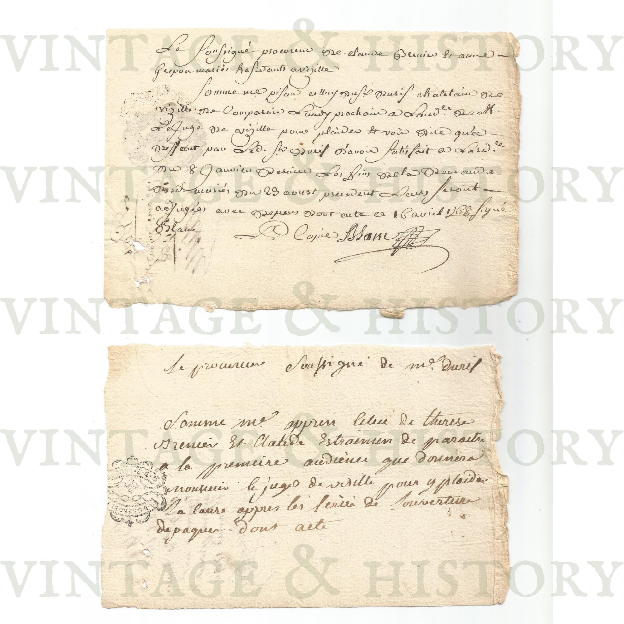 18th Century Antique French Receipts and Notes, 1700s Paper Ephemera ...