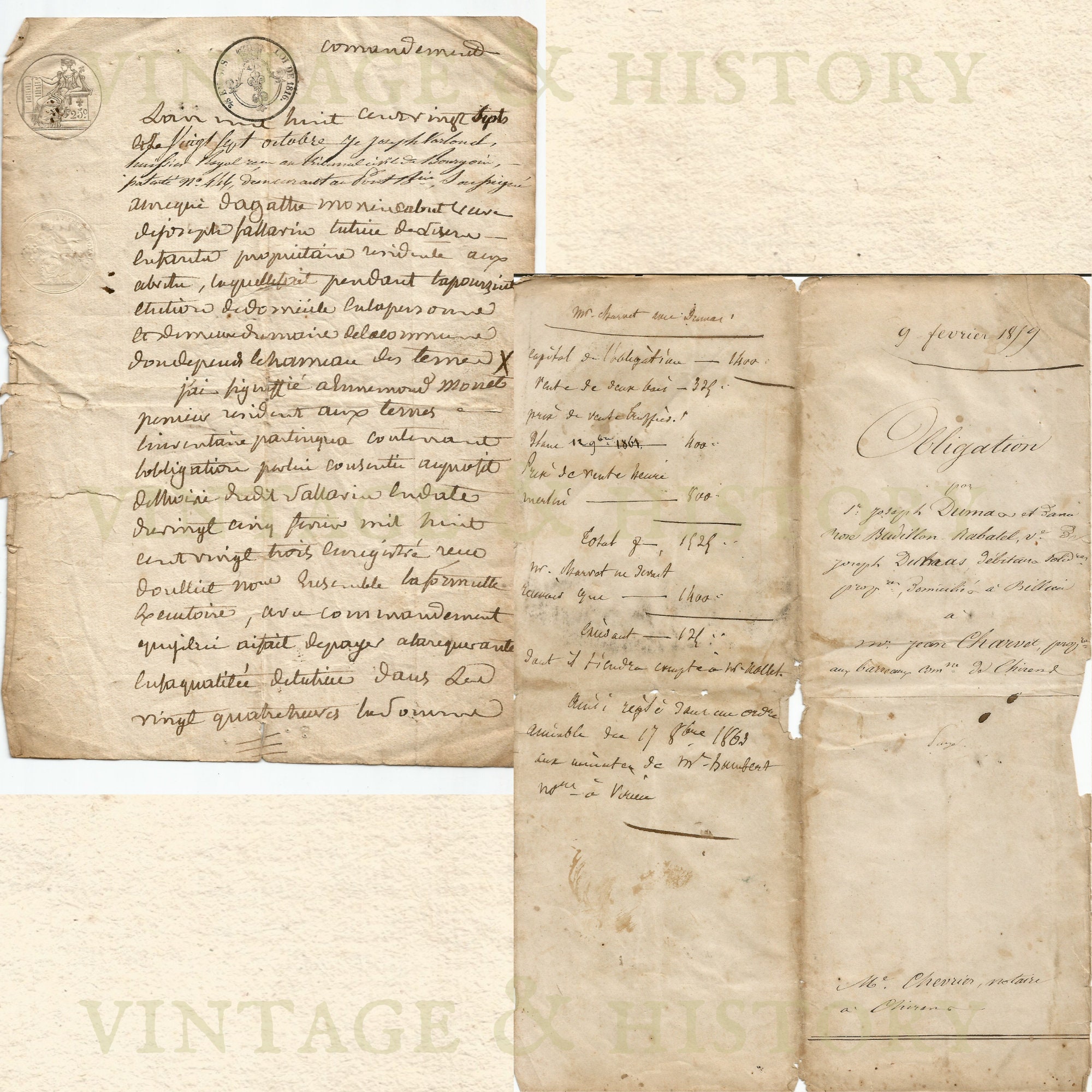 15 Page Bundle, 1800s French Paper, Handwritten, Calligraphy, Printable ...