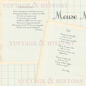 French Cursive Handwriting Schoolbook With Capital Letters, Printable ...