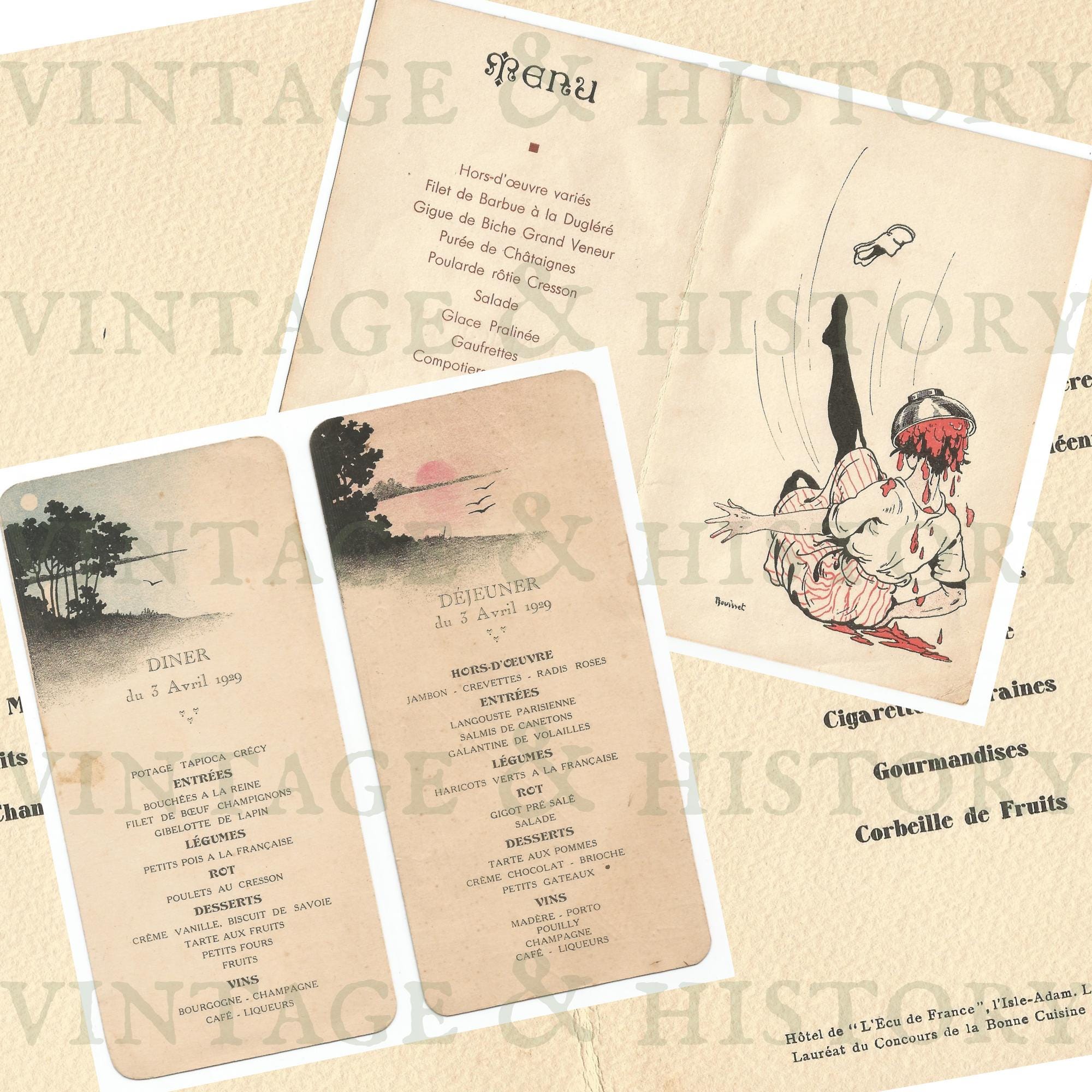 French Vintage Menus {2}, Printable Paper Vintage Ephemera From France ...