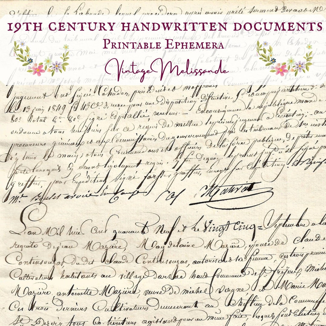 Collection of 10 19th Century Handwritten Papers, Printable, Vintage ...
