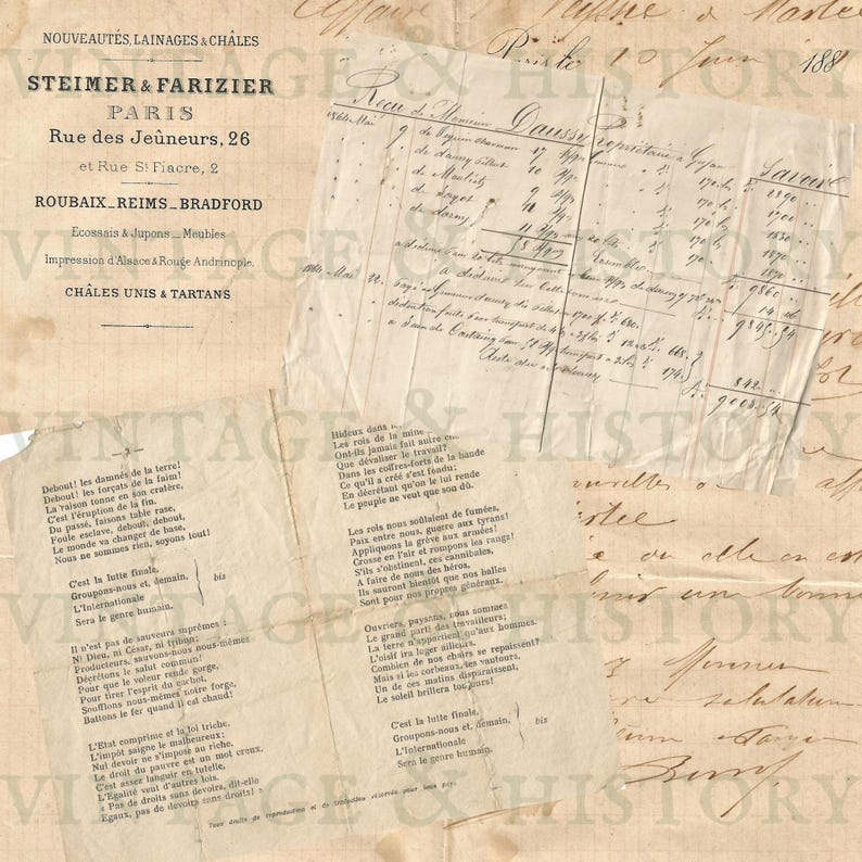 Assorted French Vintage Ephemera {bundle 9}, 54 Pieces, Printable Paper ...