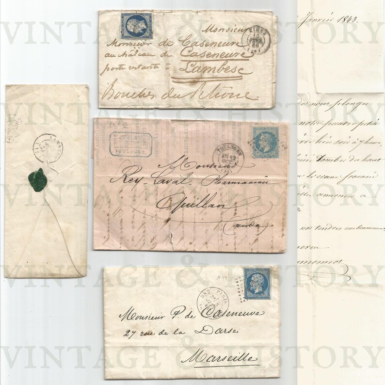 1800s Collection {5} of Antique French Letters and Envelopes, Printable ...