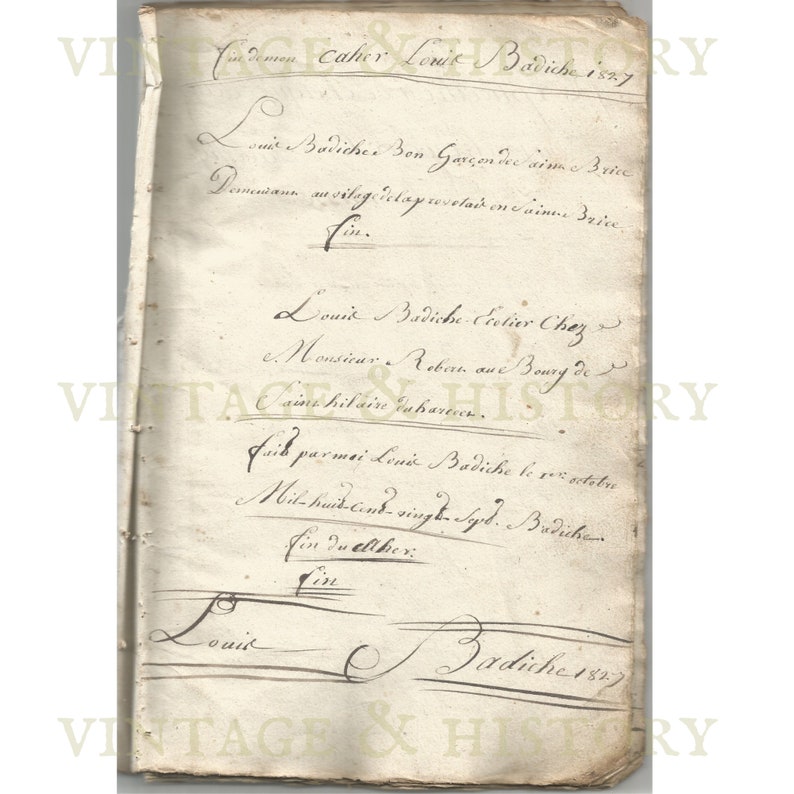 41 Pages, 1800s French Calligraphy, Schoolbook, Old French Papers ...