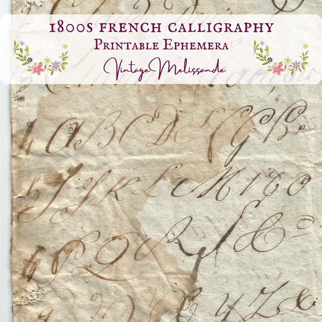 1800s Calligraphy, Old French Papers, Digital Download, Ephemera ...