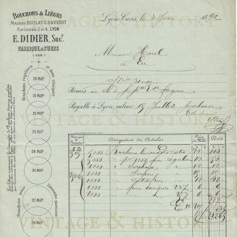 Enormous Bundle of French Receipts, 65 Pages, 1800s, Printable, Vintage ...