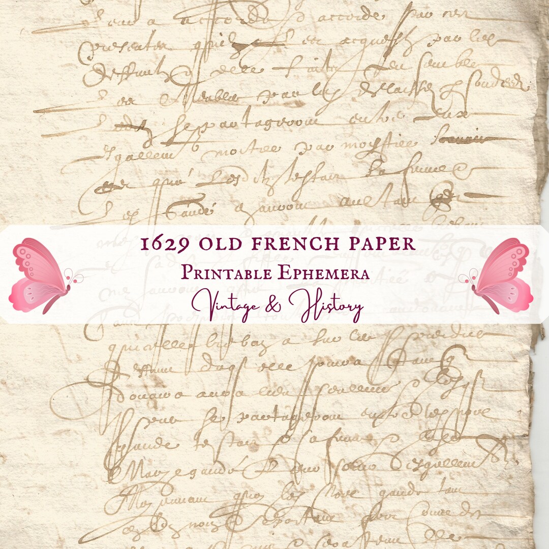 1629 French Paper, Vintage, Printable, Digital Ephemera, Collage ...