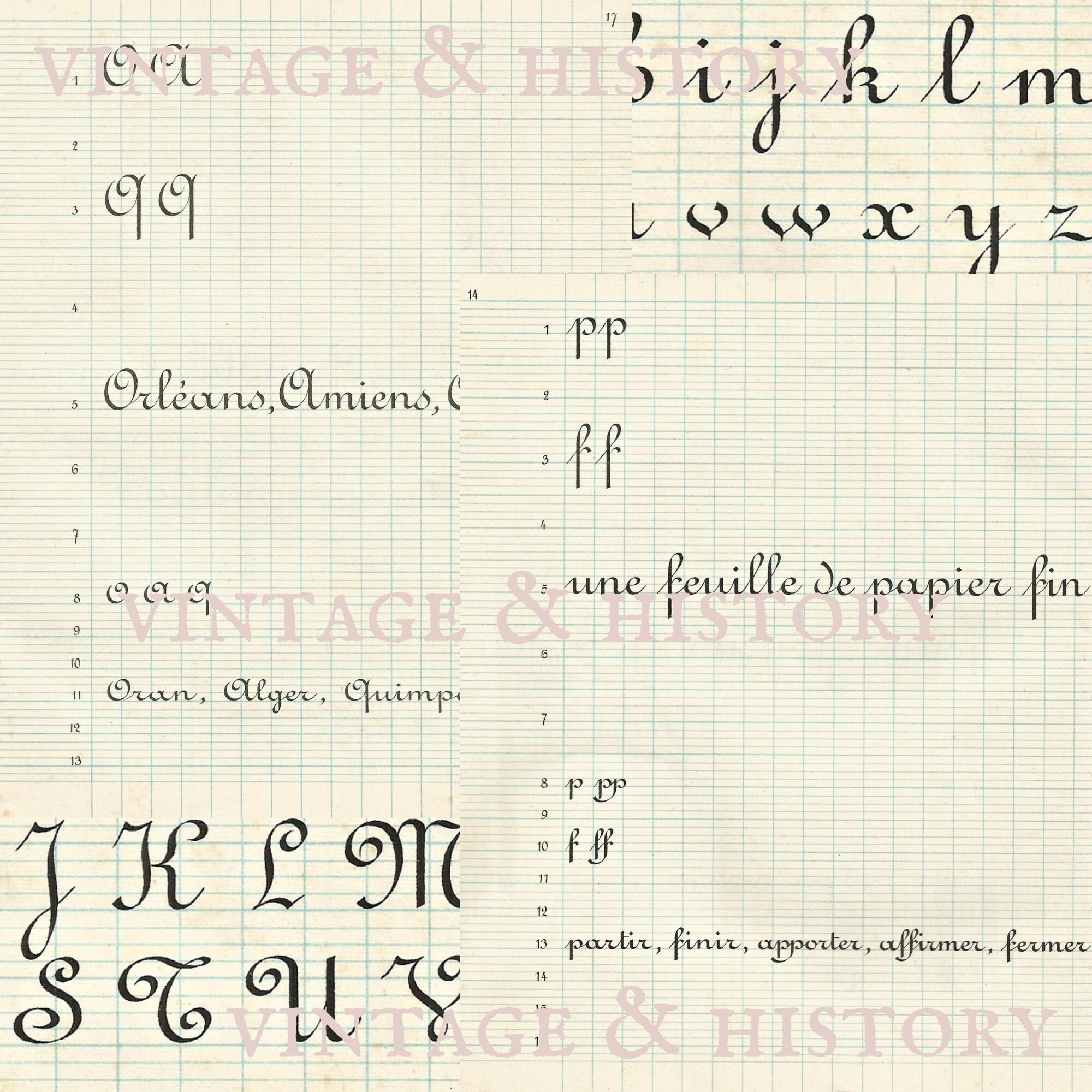 French Handwriting Schoolbook, écriture Ronde Française, Printable ...