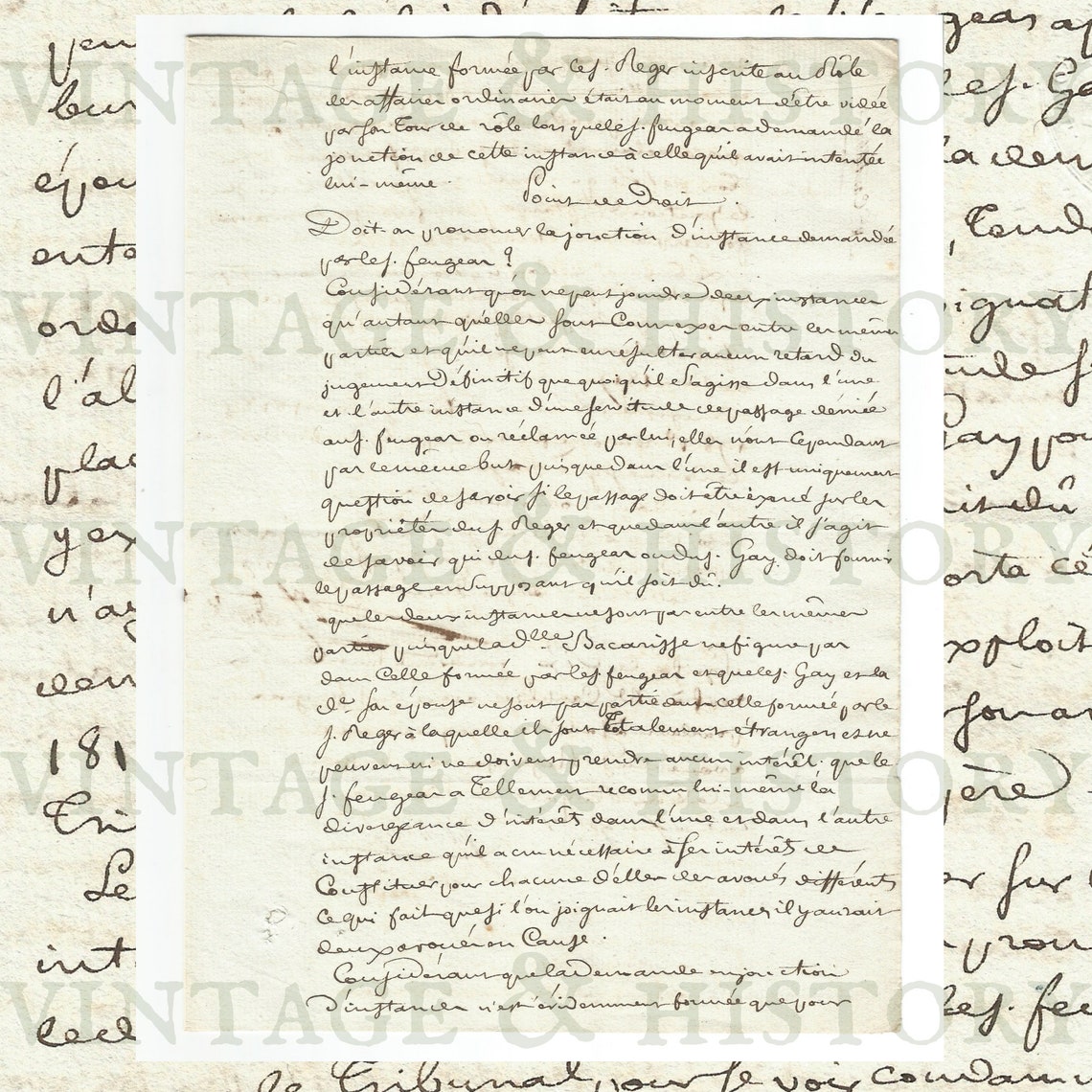 1817 {2} Antique Handwritten French Document, Calligraphy, Printable ...