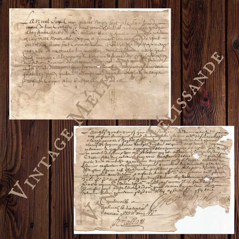 Printable 1687 French Papers, Receipts, Fragments, Digital, Download ...