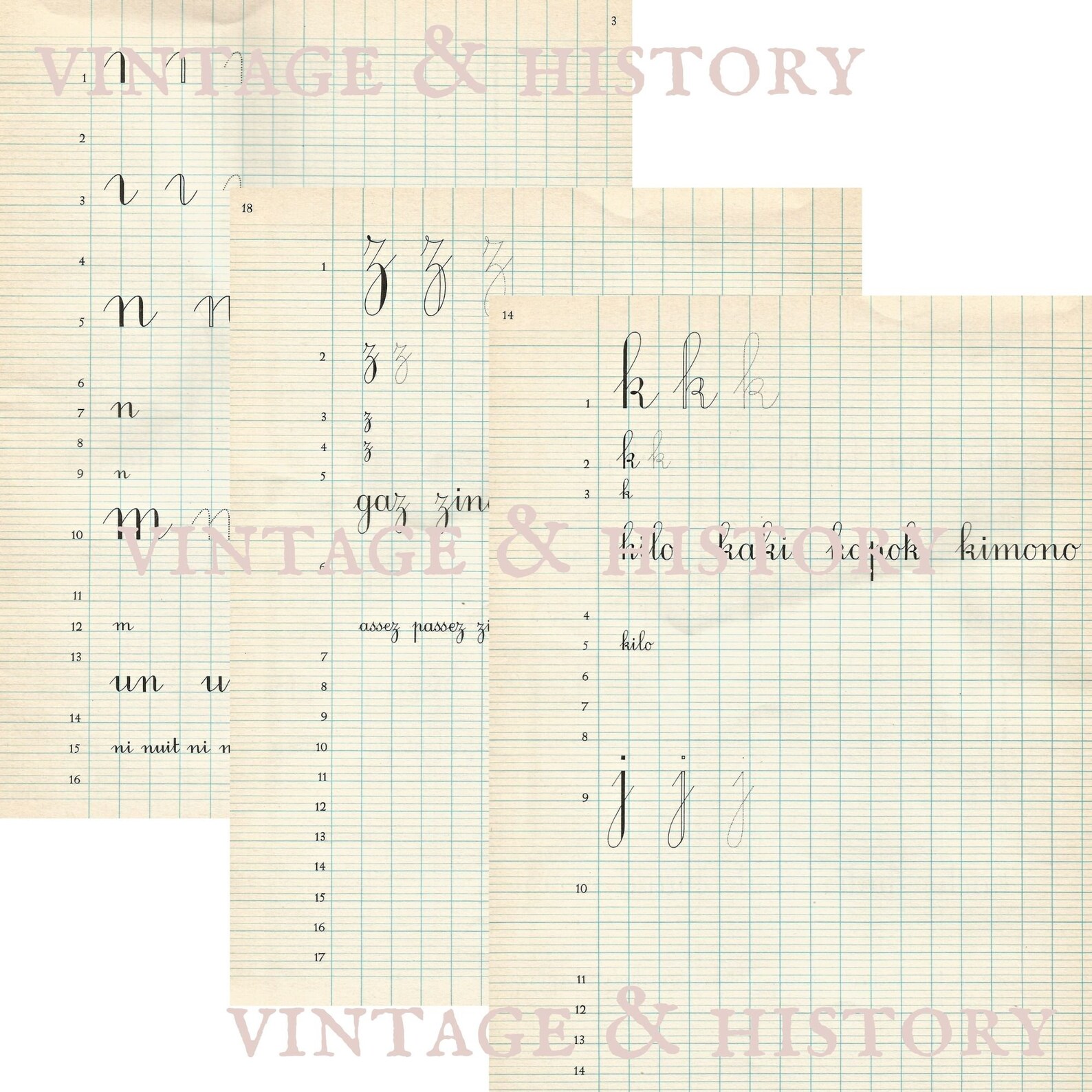 French Cursive Handwriting Schoolbook With Small Letters, Printable ...