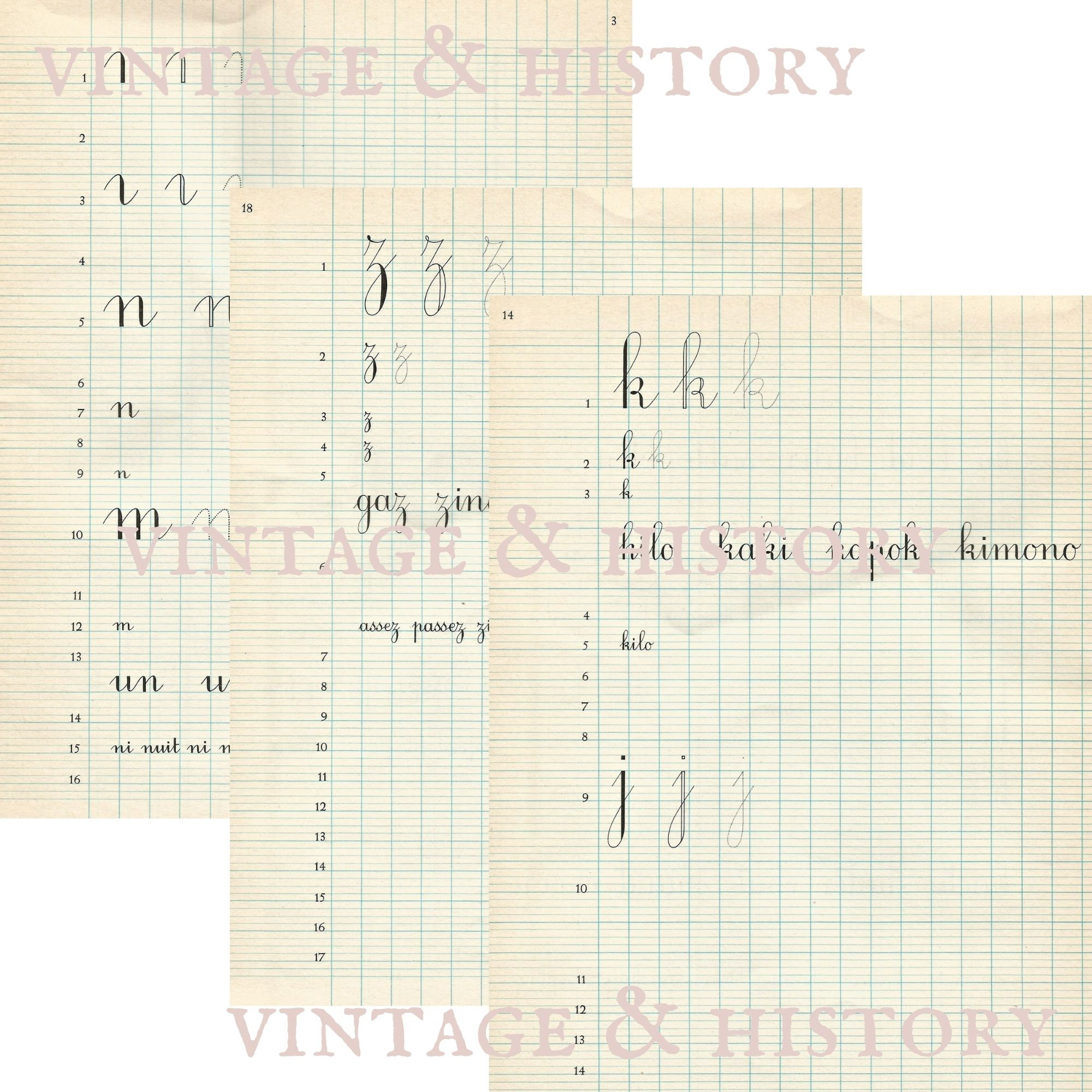 French Cursive Handwriting Schoolbook With Small Letters, Printable ...