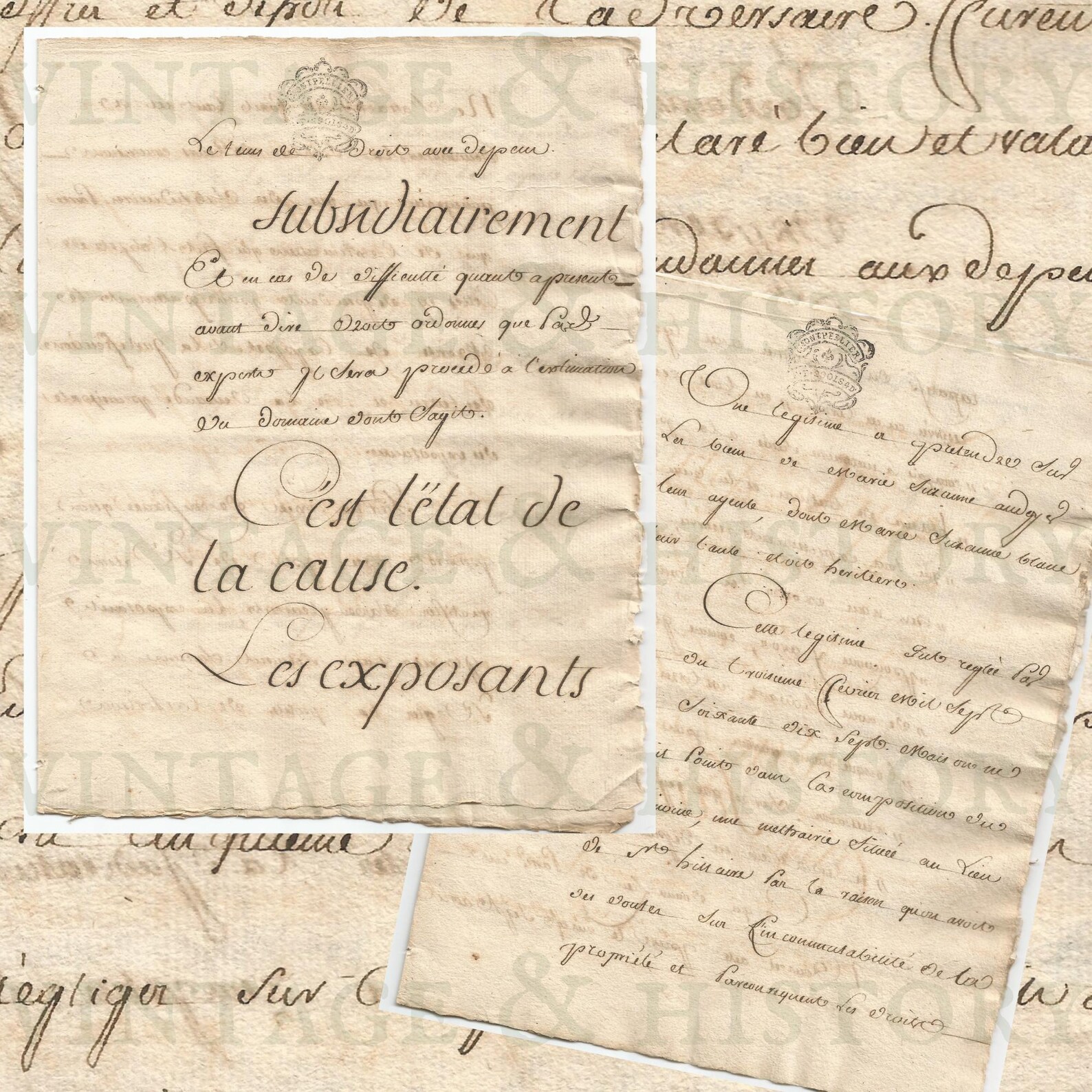 1784 Antique Handwritten French Document, Calligraphy, Printable Paper ...