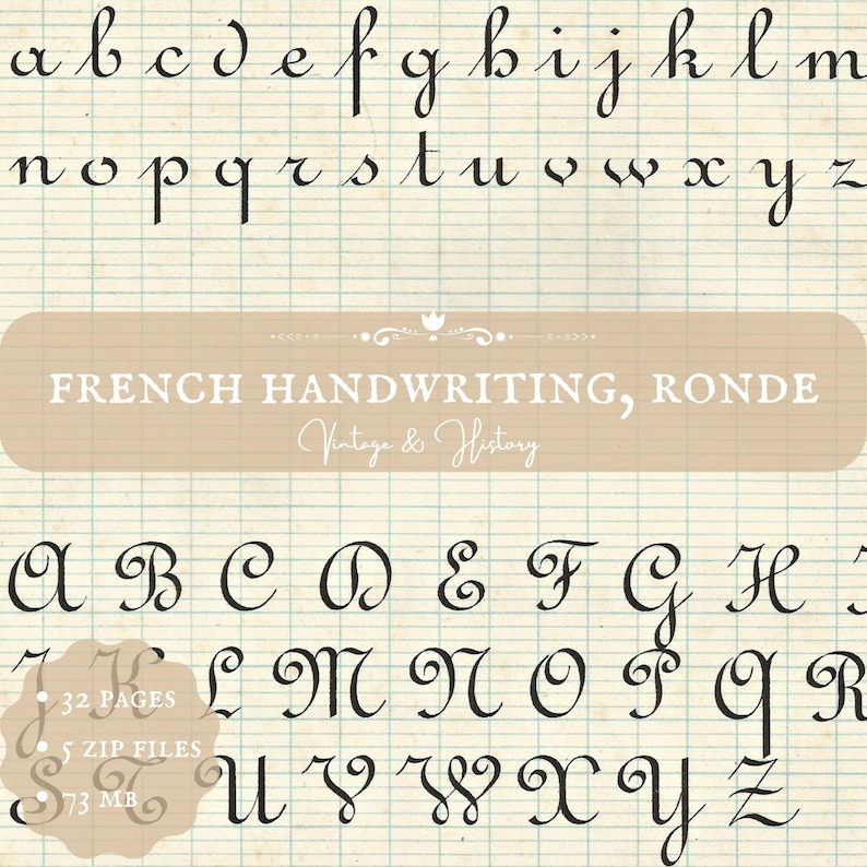 French Handwriting Schoolbook, écriture Ronde Française, Printable ...