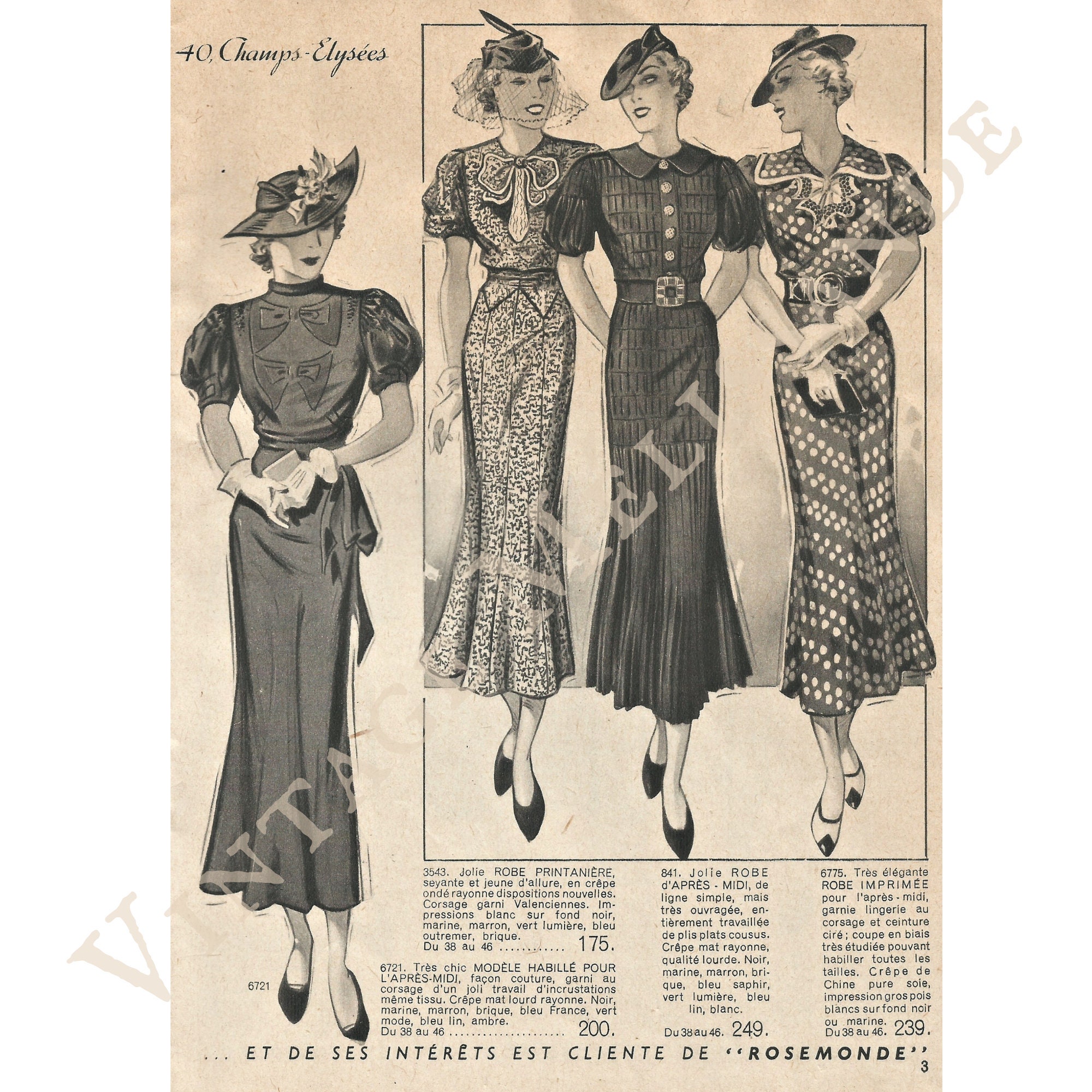 Summer 1937, Rosemonde Couture, Paris Fashion Magazine Catalogue ...