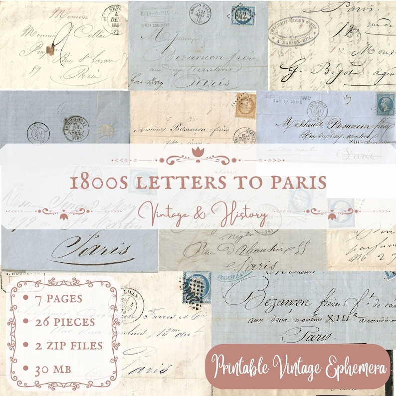 Letters to Paris, Handwritten, Calligraphy, Printable, Vintage ...