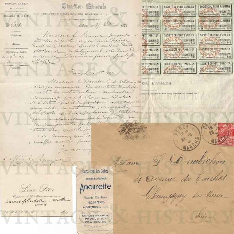 Assorted French Vintage Ephemera {bundle 9}, 54 Pieces, Printable Paper ...