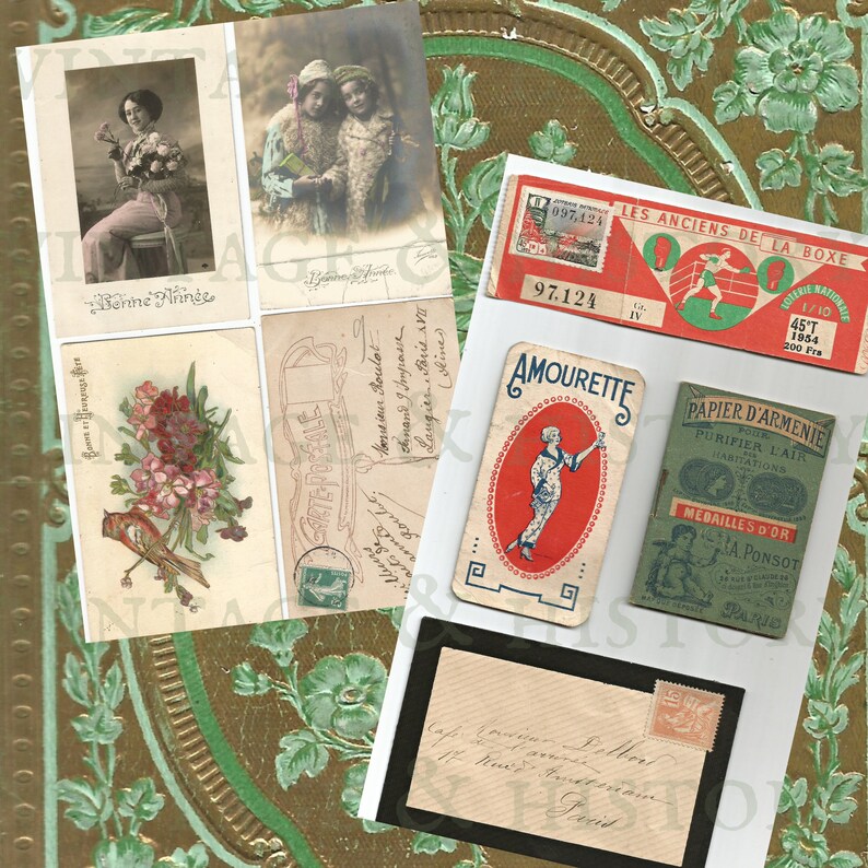 Assorted French Vintage Ephemera {bundle 7}, 35 Pieces, Printable Paper ...