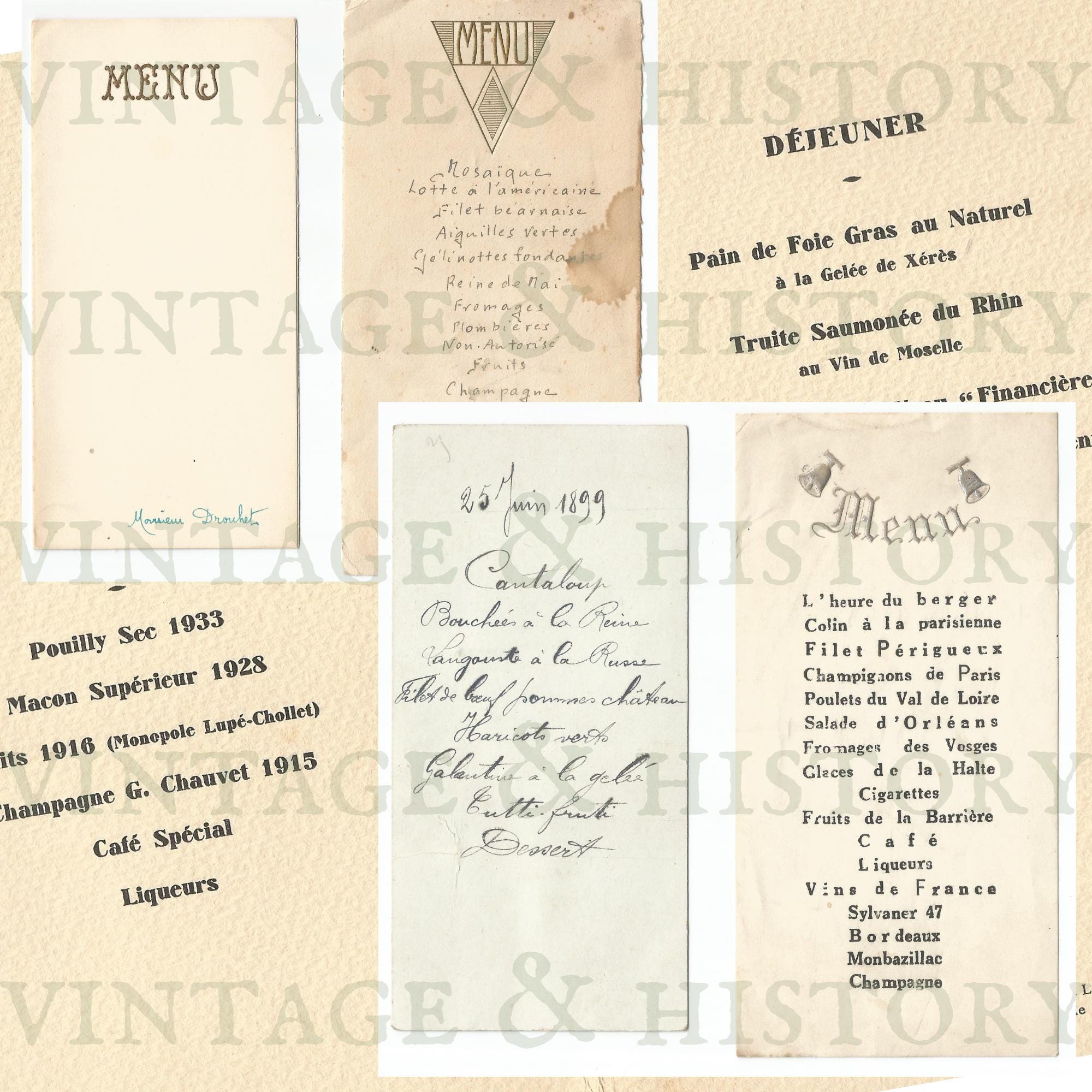 French Vintage Menus {2}, Printable Paper Vintage Ephemera From France ...
