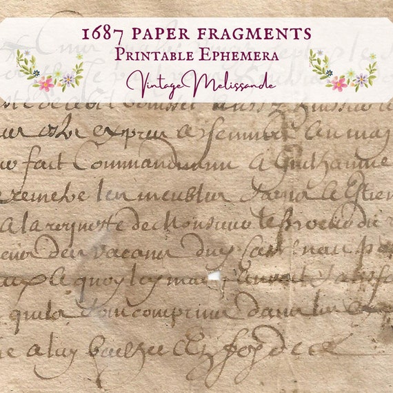 Printable 1687 French Papers Receipts Fragments Digital - Etsy