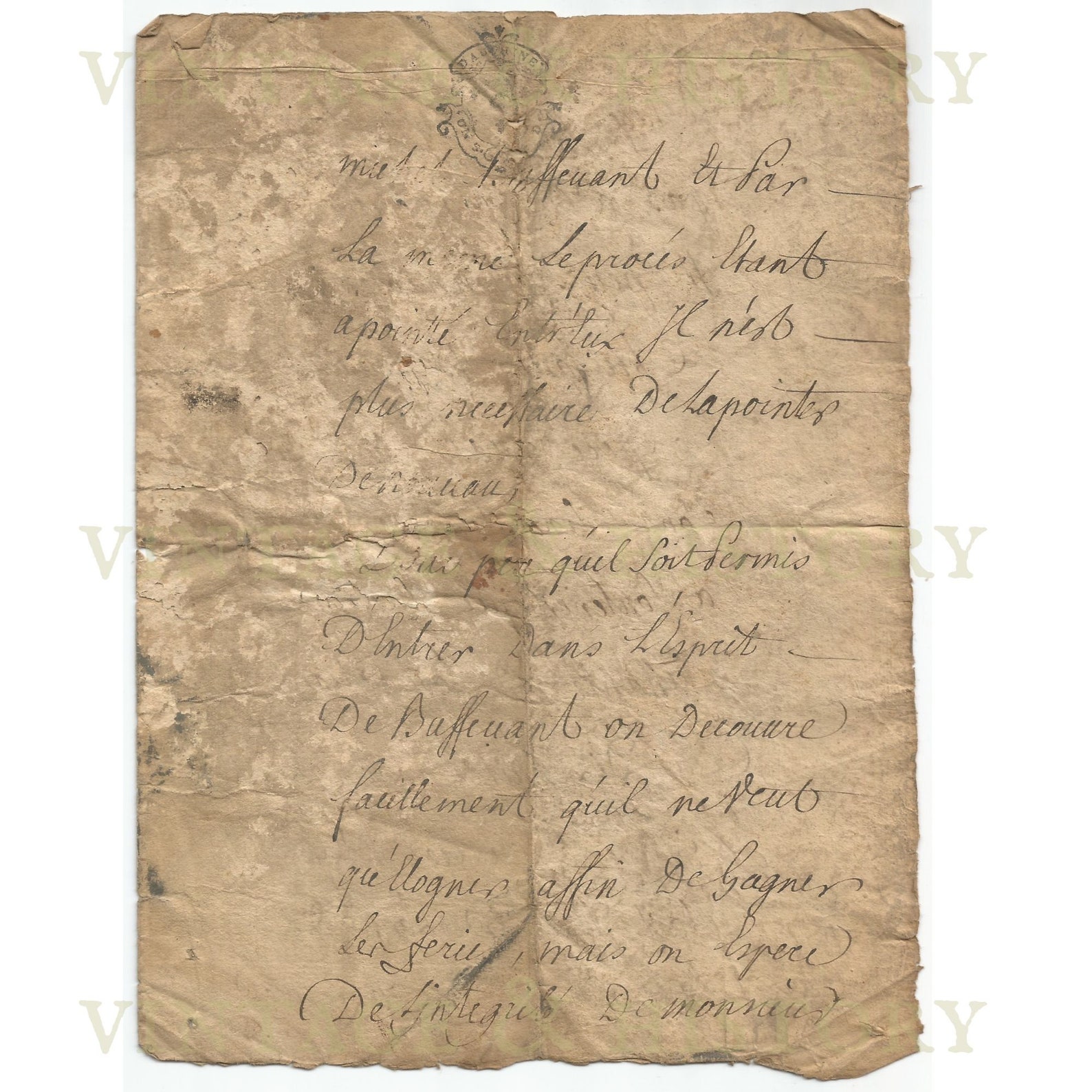 1684 Old French Paper, 17th Century, Handwritten, Calligraphy, Ink ...