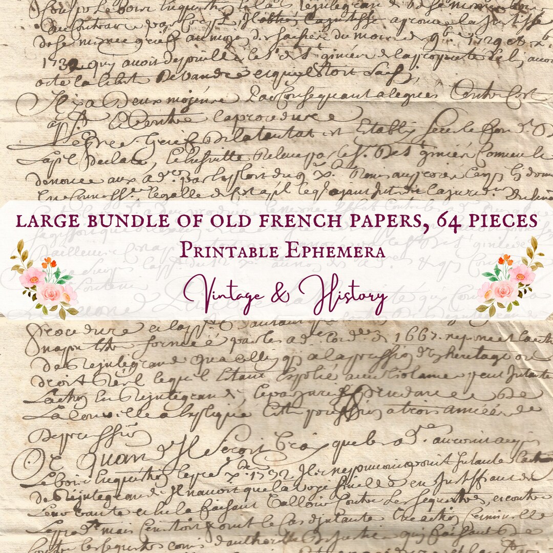 64 Page Bundle {8} Old French Papers, Handwritten, Calligraphy ...