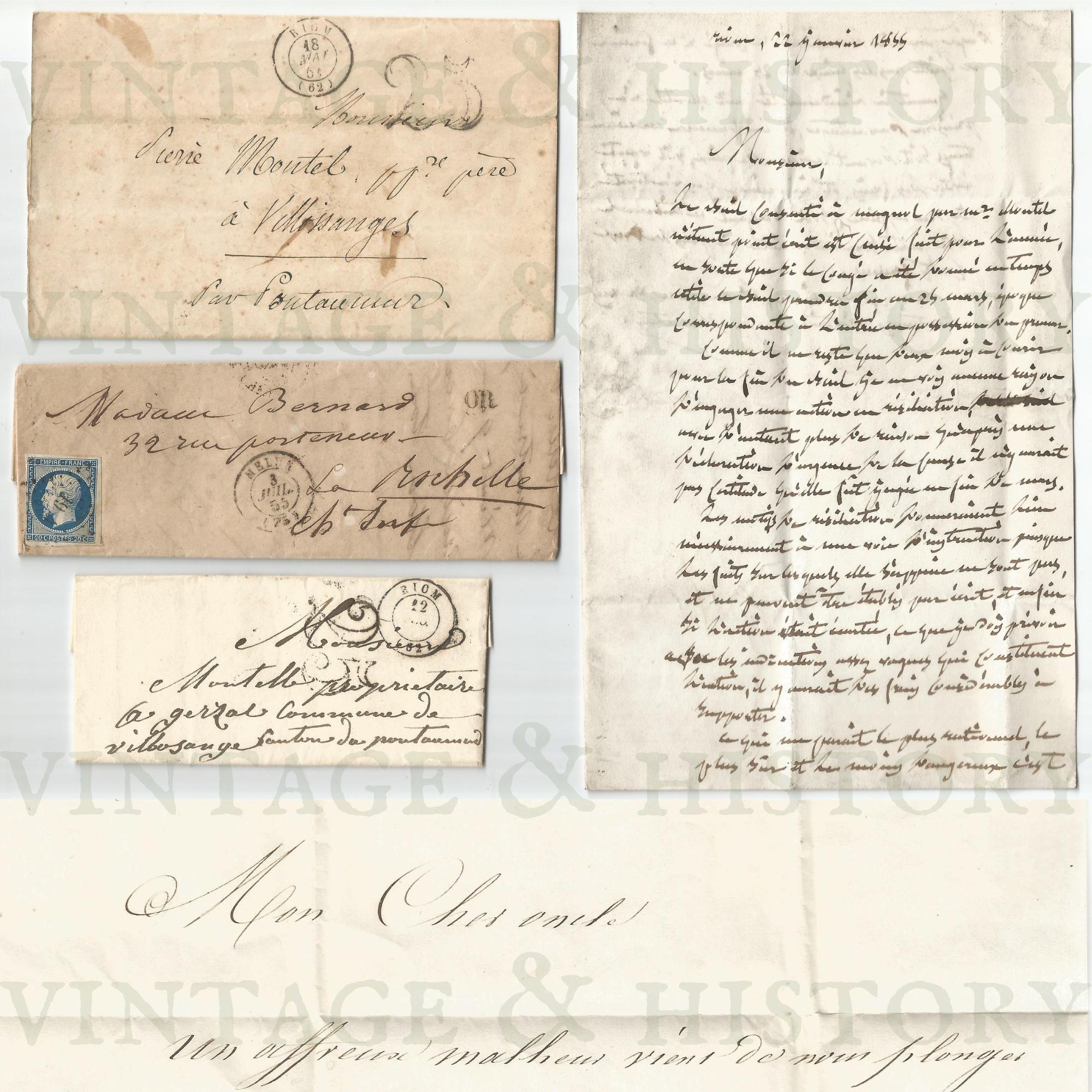 1800s Collection {5} of Antique French Letters and Envelopes, Printable ...
