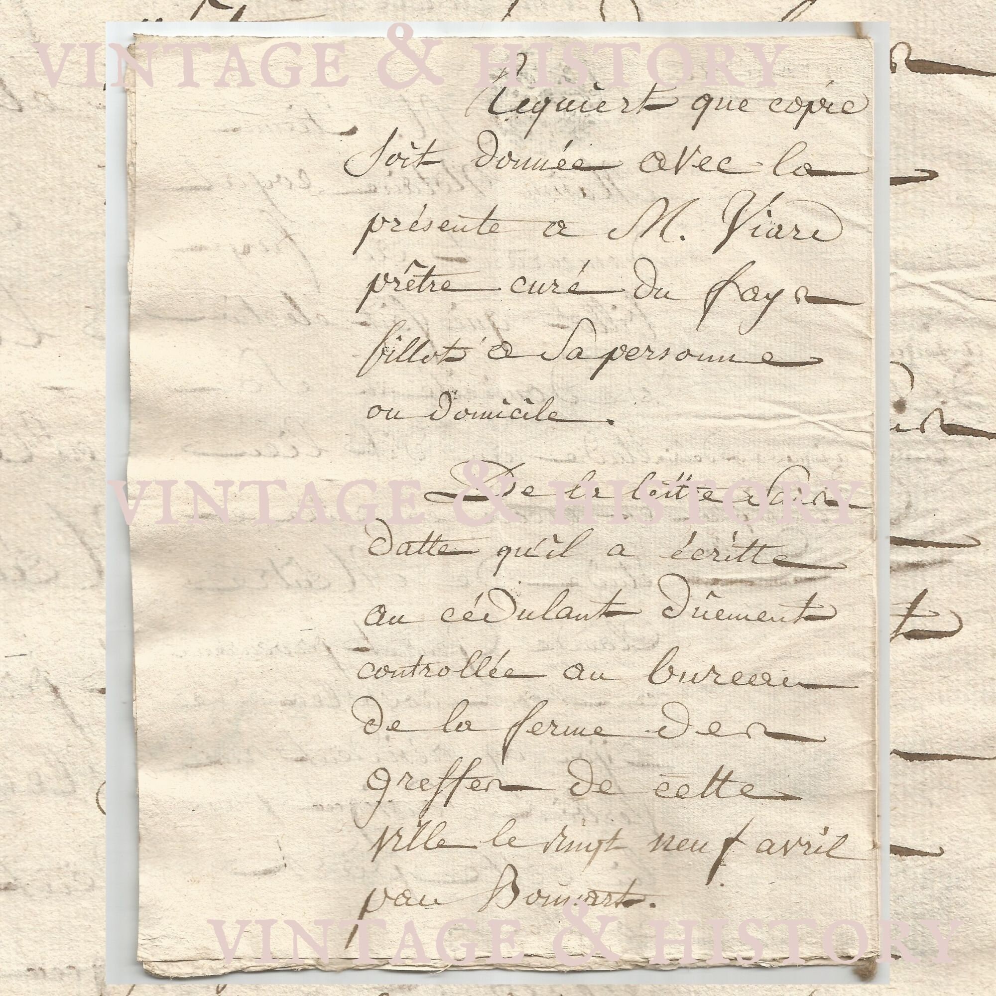 1782 Old French Document {2}, Printable, Digital Ephemera, Antique ...