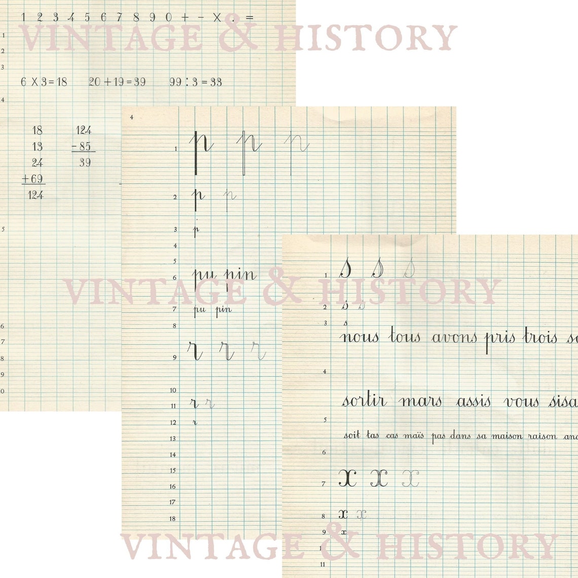 French Cursive Handwriting Schoolbook With Small Letters, Printable ...