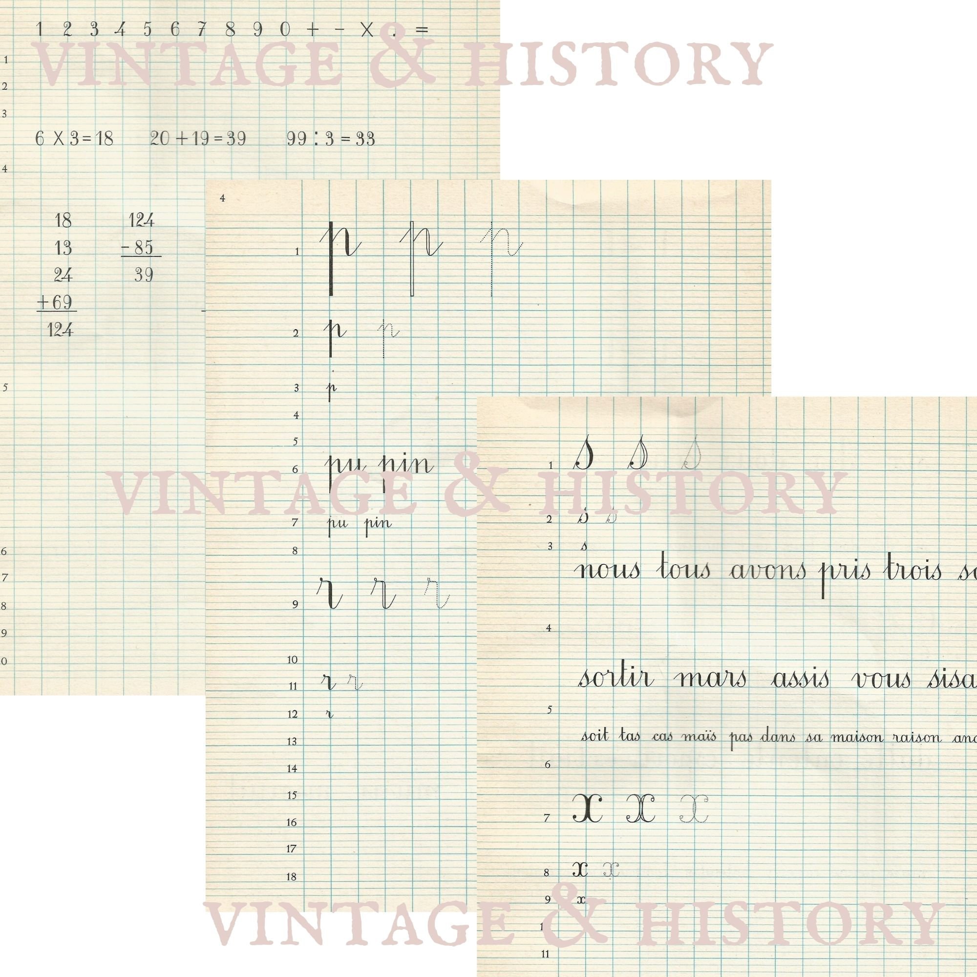 French Cursive Handwriting Schoolbook With Small Letters, Printable ...