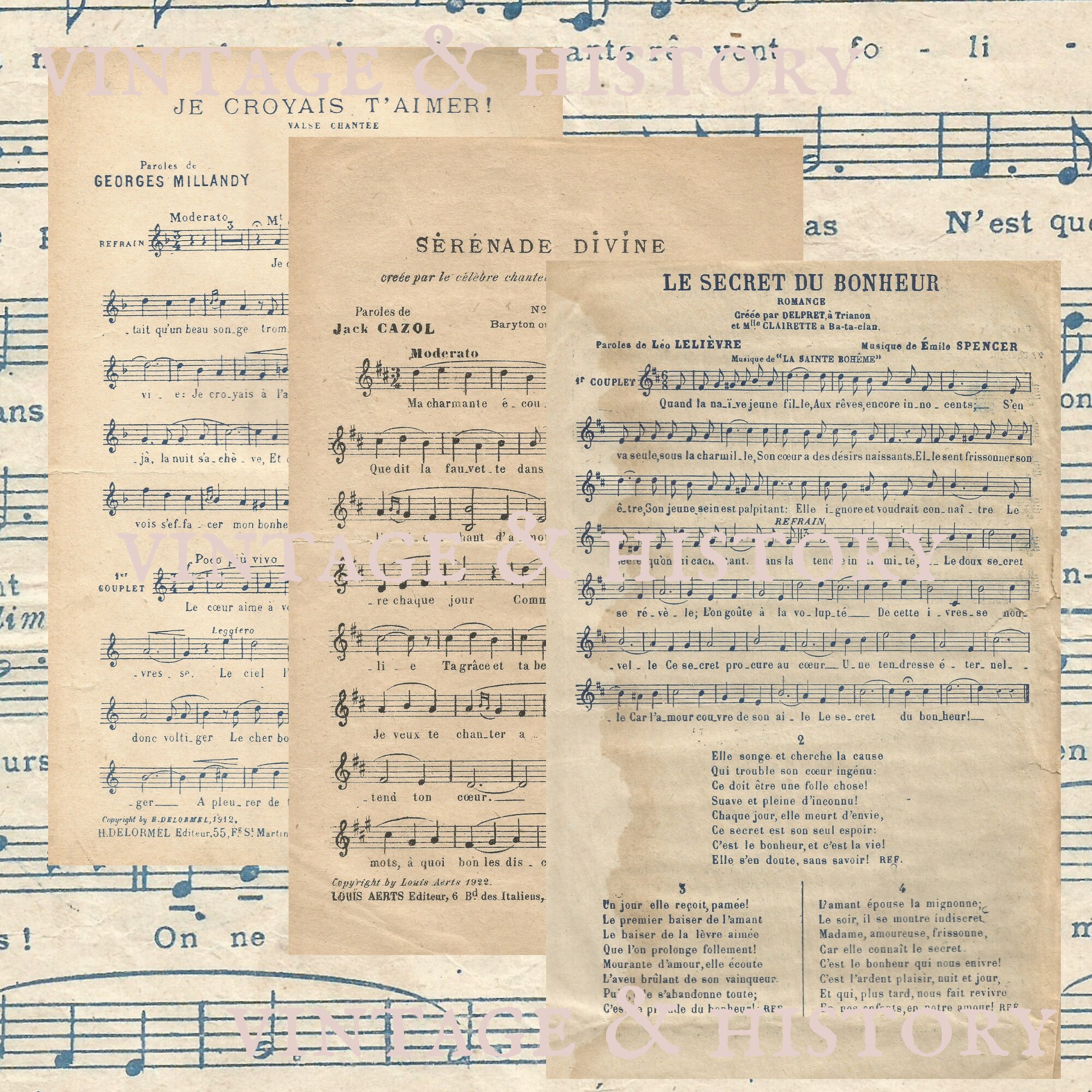 1920s French Music Scores {3}, Partitions, Piano, French Vintage ...