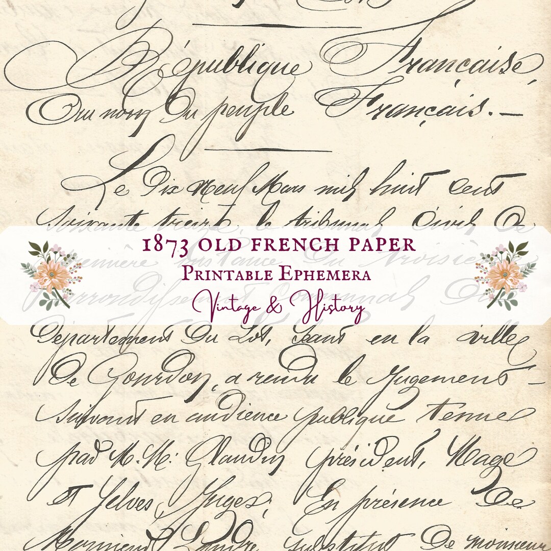 1873 French Paper, Vintage, Printable, Digital Ephemera, Collage ...