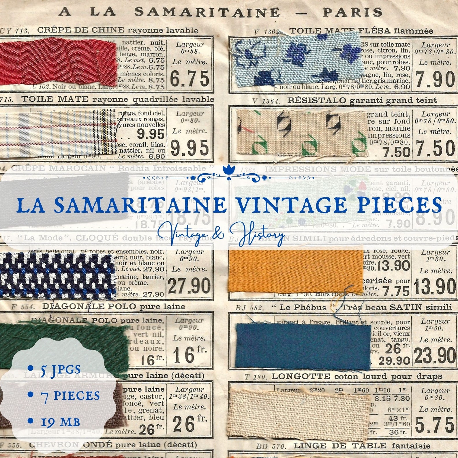 La Samaritaine Vintage Pieces, Fabric Samples, Fashion Catalogue, Paris ...