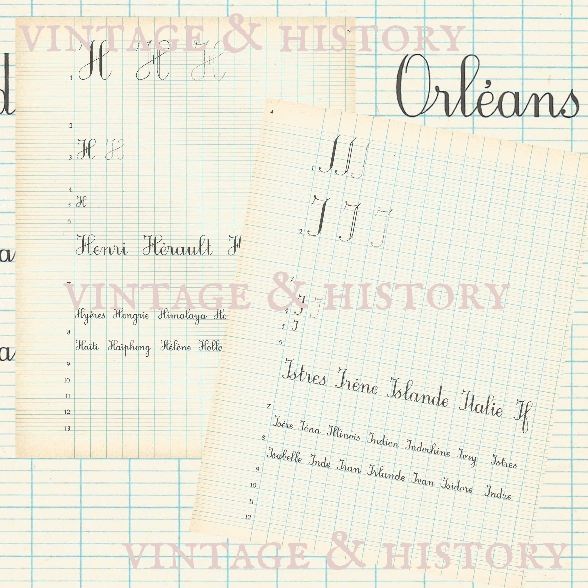 French Cursive Handwriting Schoolbook With Capital Letters, Printable ...