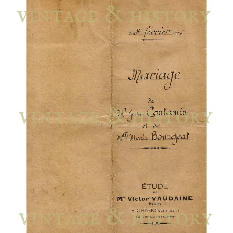 1925 Marriage Contract, Printable, Digital, Ephemera, Collage, Journal ...