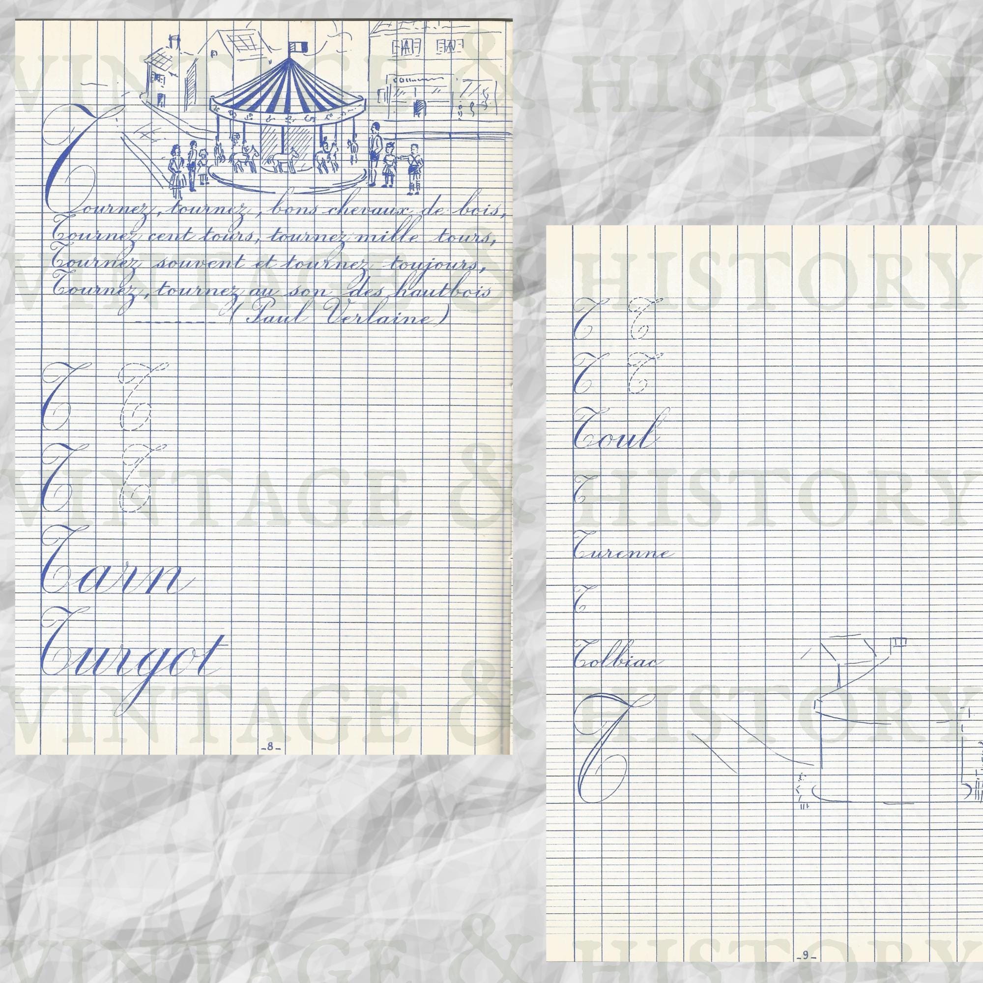 French Handwriting and Calligraphy Practice Workbook {8}, Vintage ...