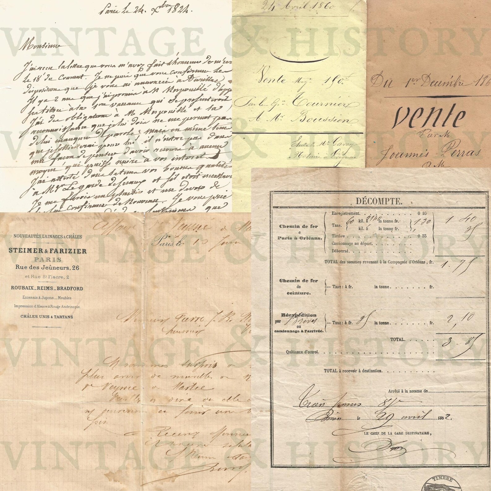 Assorted French Vintage Ephemera {bundle 9}, 54 Pieces, Printable Paper ...