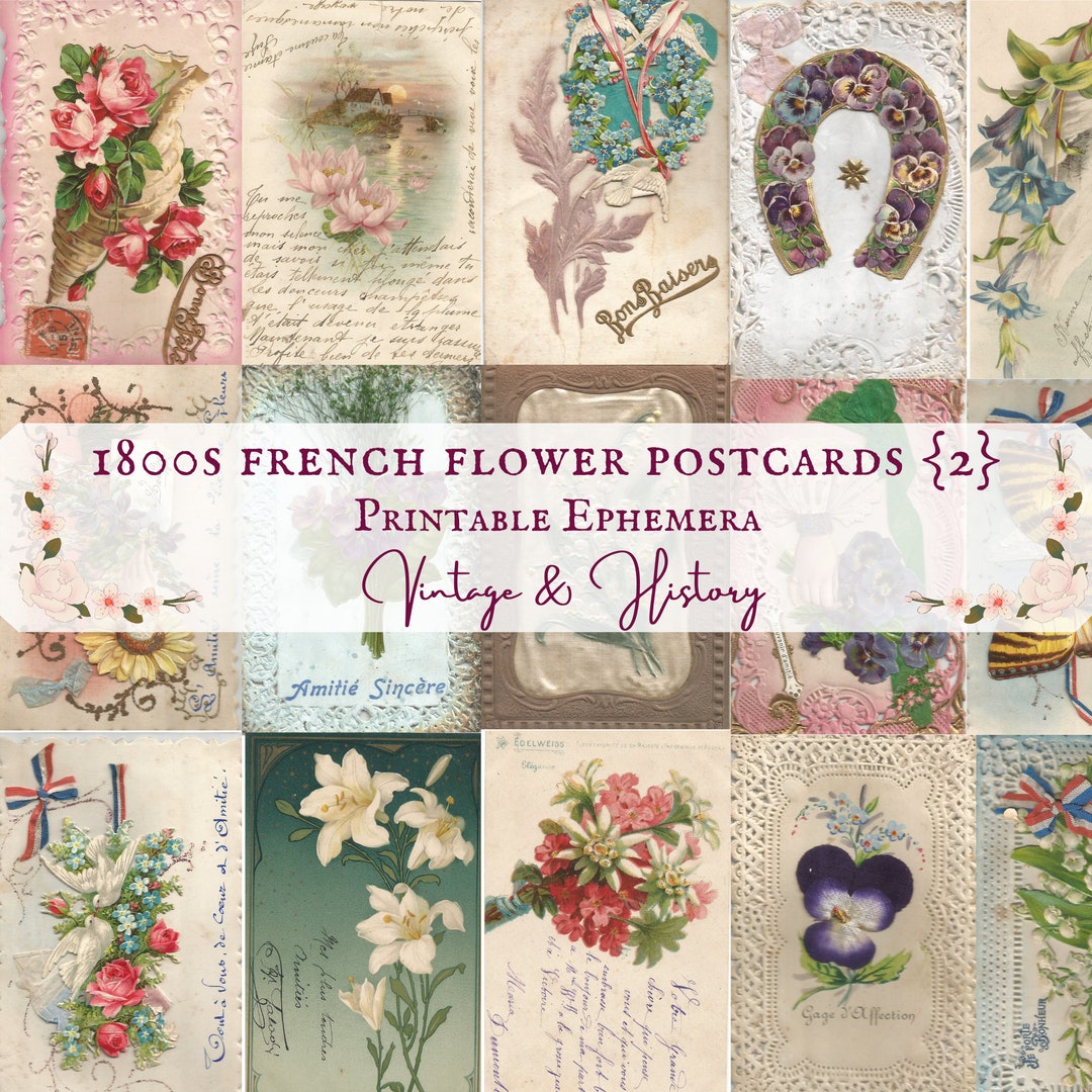 French Flower Postcards {2}, 1800s, Printable, Vintage Ephemera ...