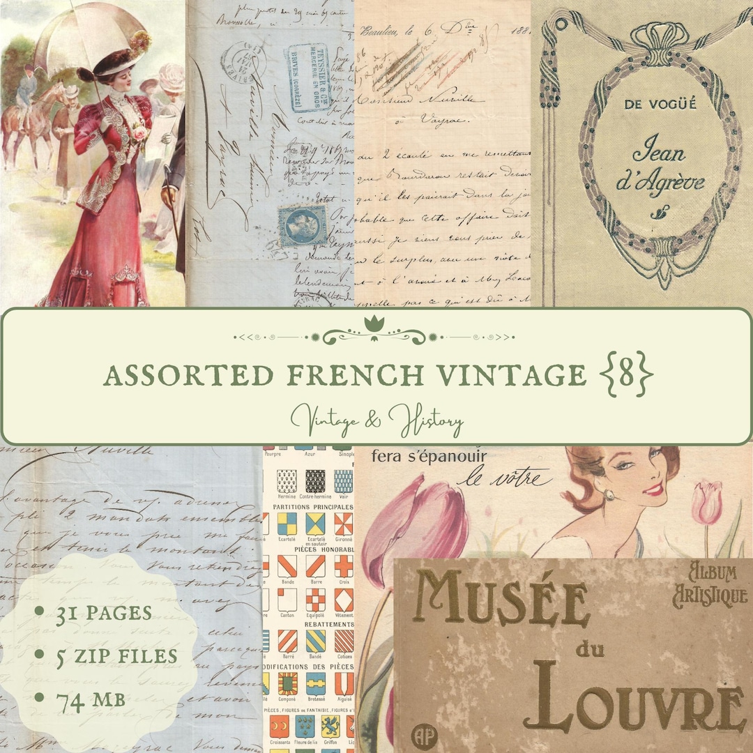 Assorted French Vintage Ephemera {bundle 8}, 45 Pieces, Printable Paper ...