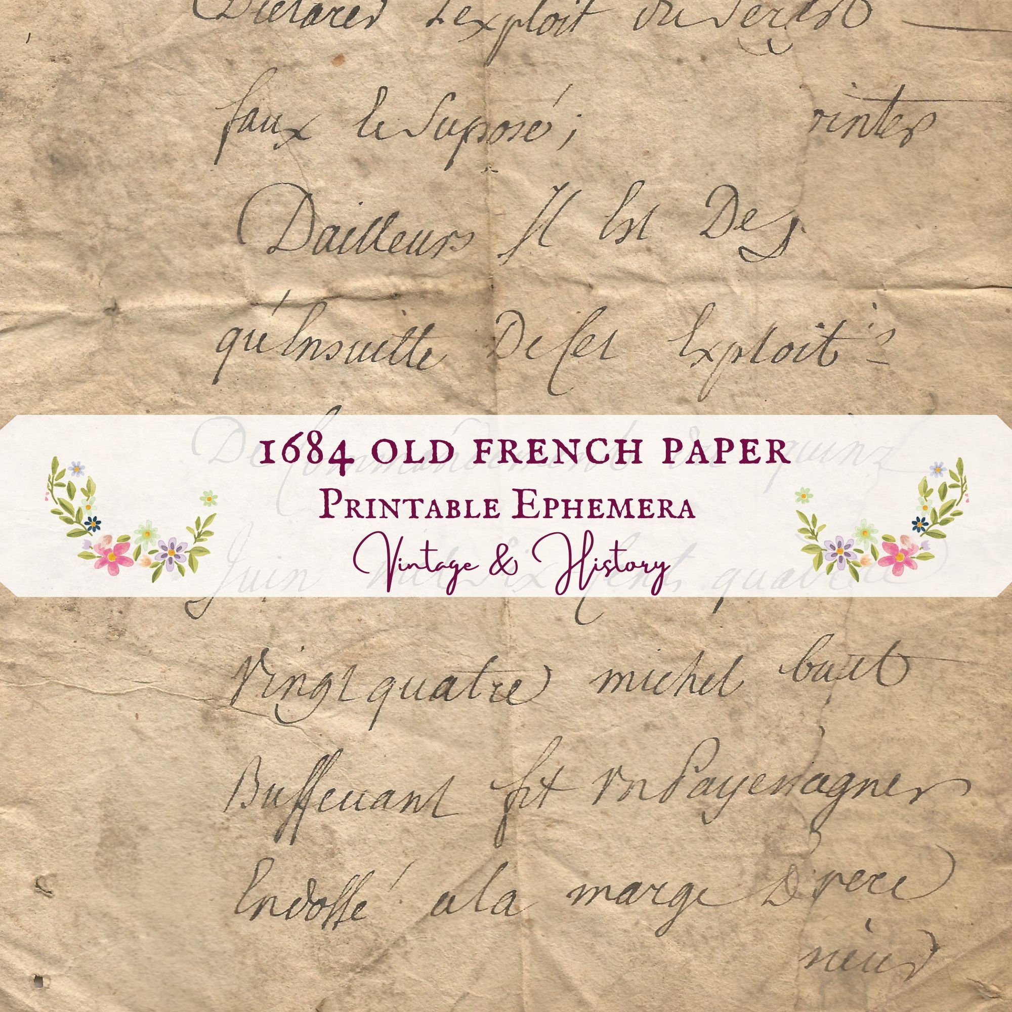 1684 Old French Paper, 17th Century, Handwritten, Calligraphy, Ink ...