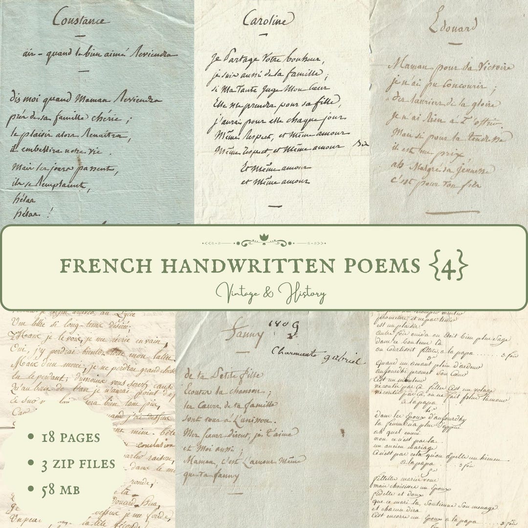 Handwritten French Poems {4}, Original Poetry in Calligraphy From the ...