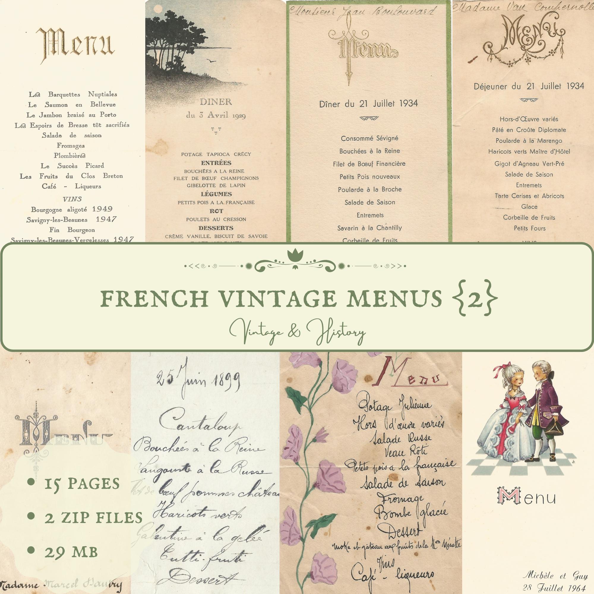 French Vintage Menus {2}, Printable Paper Vintage Ephemera From France ...