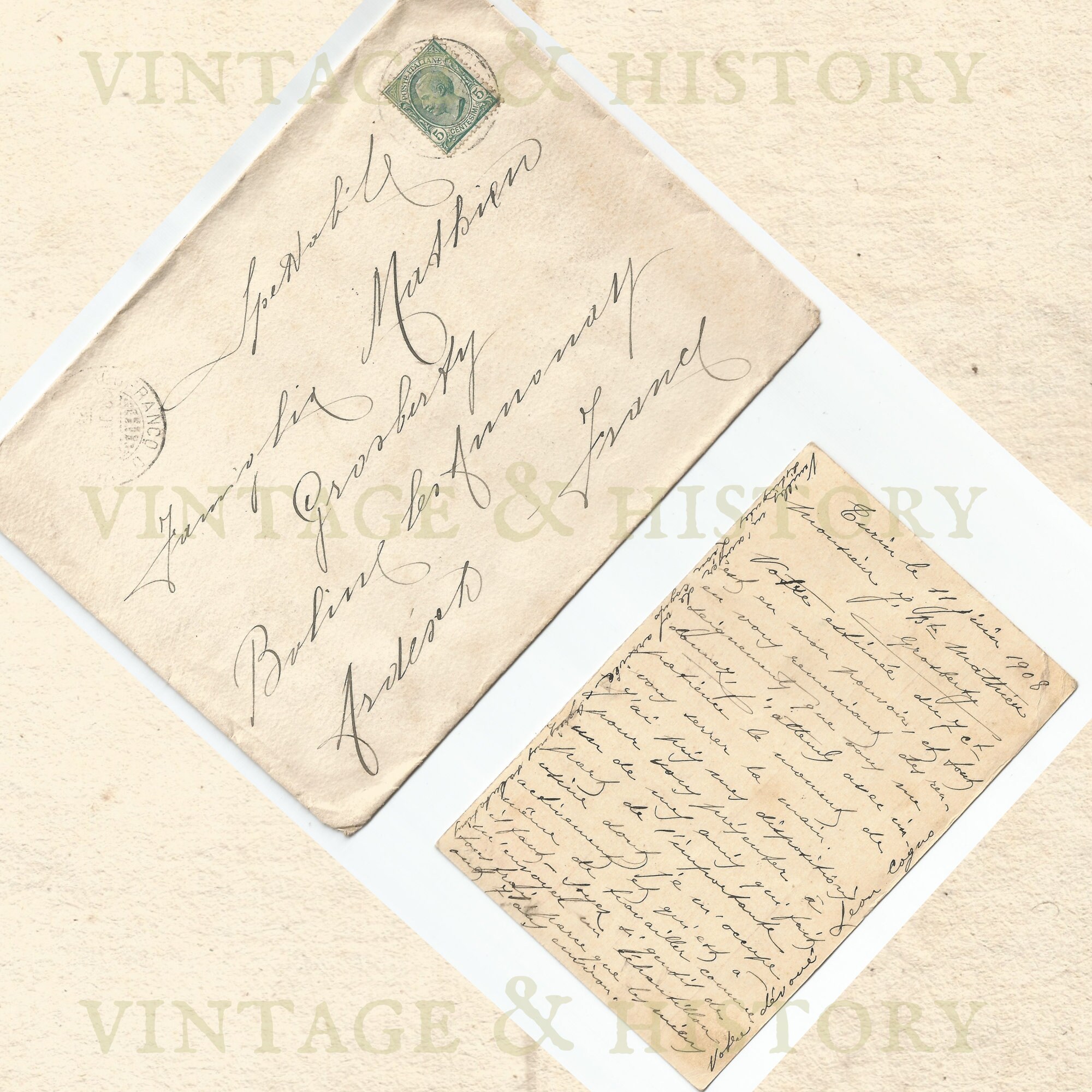 1800s French Letters and Envelopes, Bundle 3, Digital, Handwriting ...