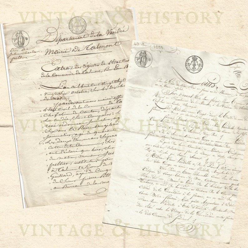 16 Page Bundle {5}, 1800s French Paper, Handwritten, Calligraphy ...