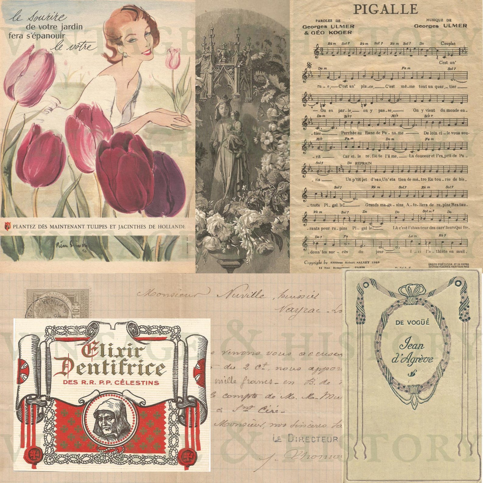 Assorted French Vintage Ephemera {bundle 8}, 45 Pieces, Printable Paper ...