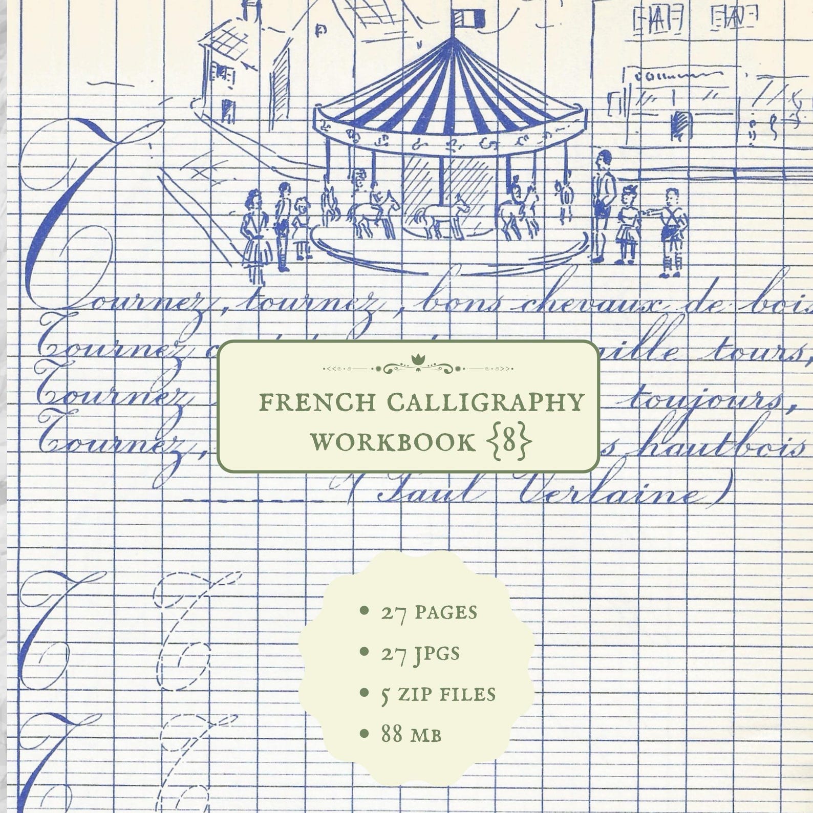 French Handwriting and Calligraphy Practice Workbook {8}, Vintage ...