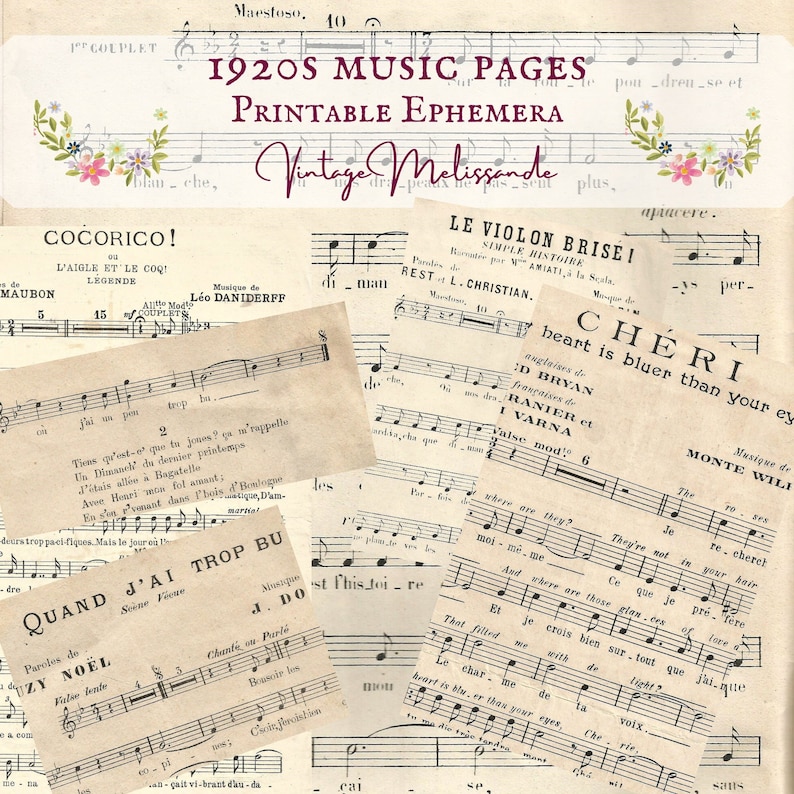 1920s French Music Scores, Digital Download, Printable, Vintage ...