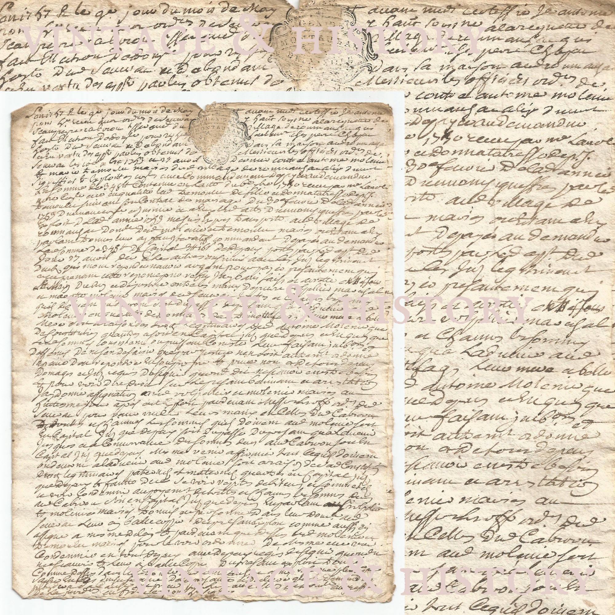 1757 Old French Document, Printable, Digital Ephemera, Antique Papers ...