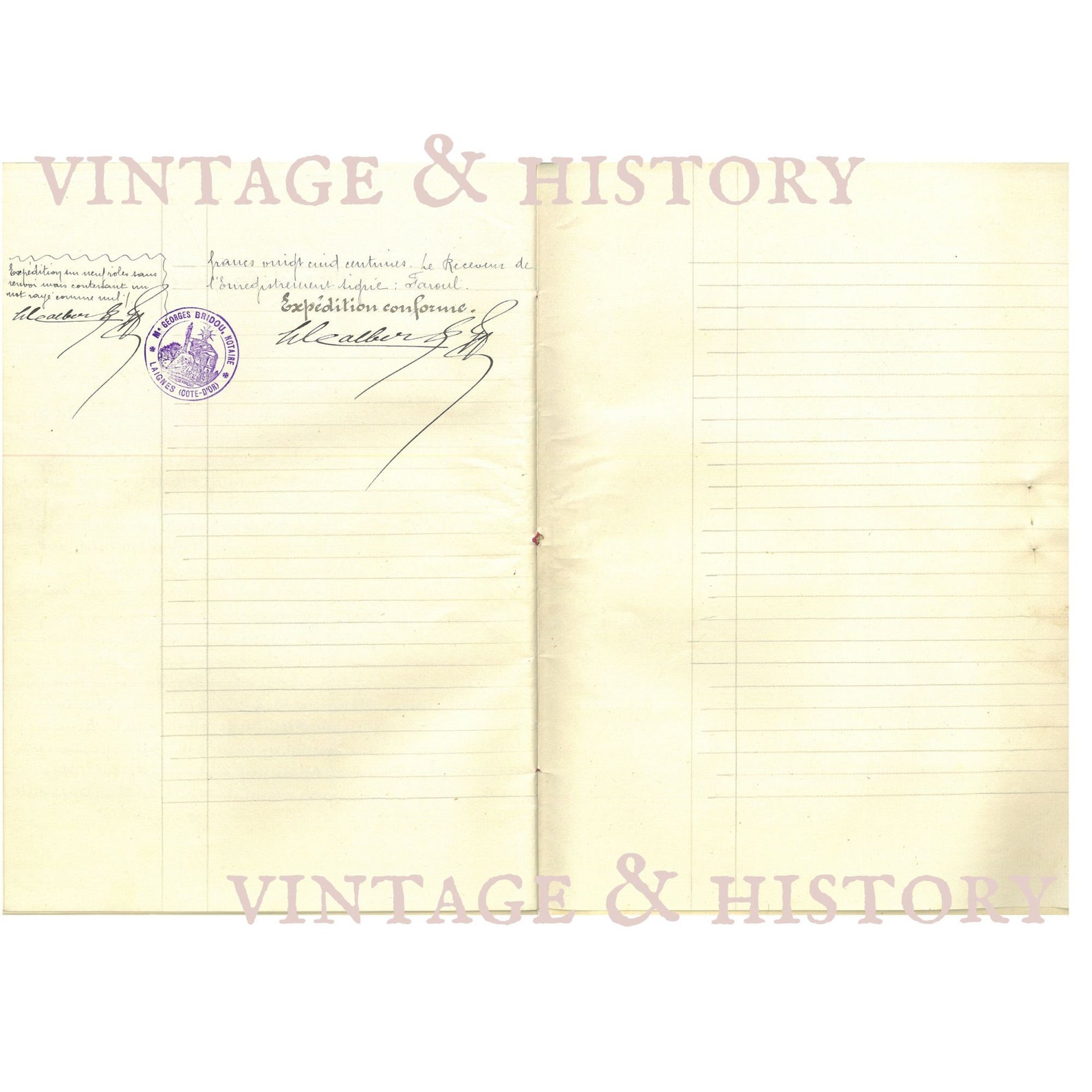 1916 Marriage Contract With Blue Frame, Old French Documents, Printable ...